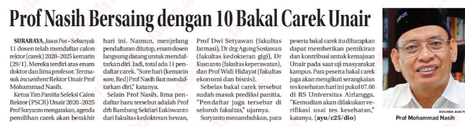 Prof Nasih Bersaing dengan 10 Bakal Carek Unair - Universitas Airlangga ...