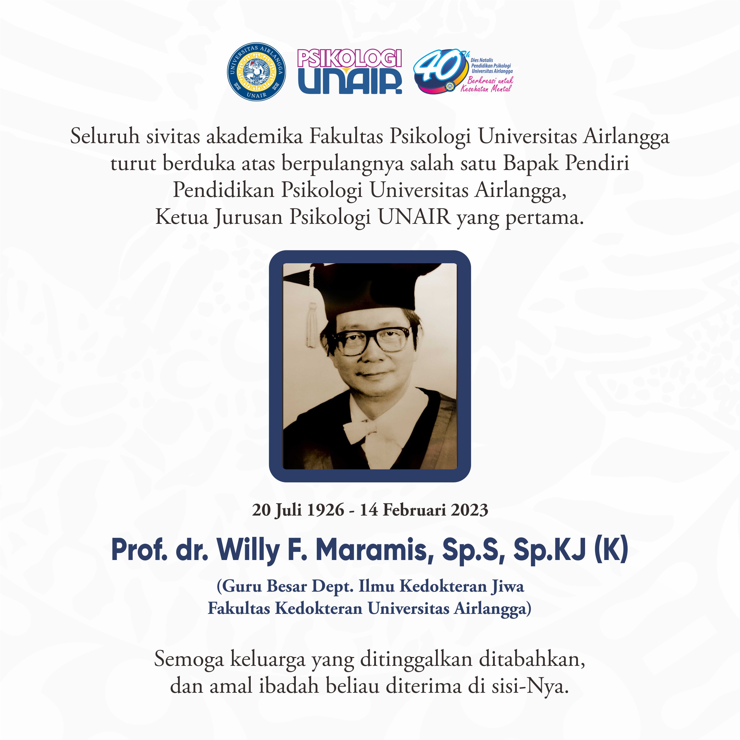 Selamat Jalan Bapak Maramis - Universitas Airlangga Official Website