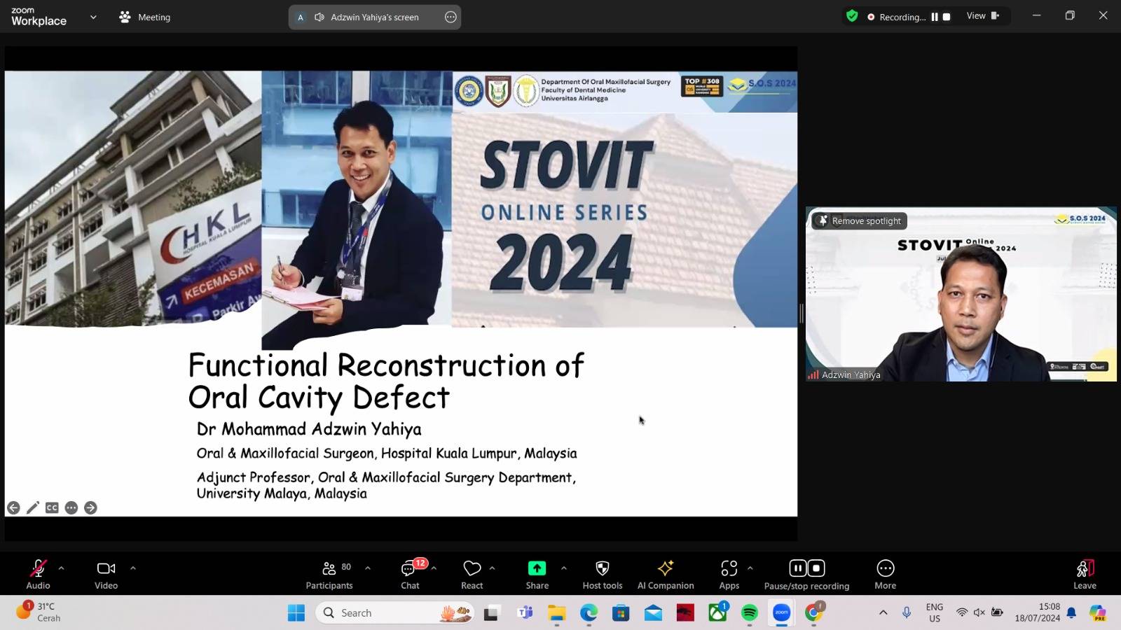 Sukses ! Stovit Online Series (SOS) FKG UNAIR Bahas Rekonstruksi ...